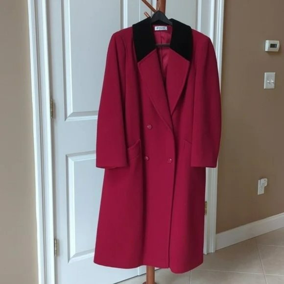 Forecaster | Jackets & Coats | Vintage Red Wool Coat With Black Velvet ...